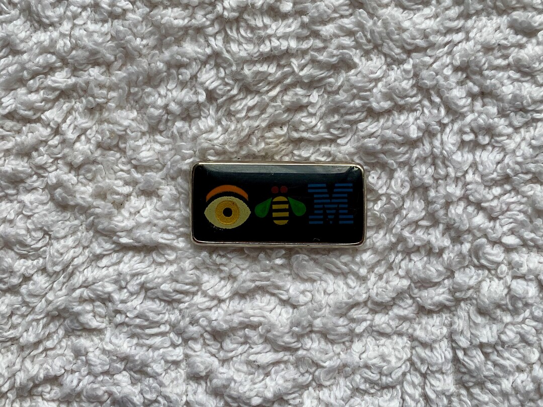Vintage 1970s Iconic IBM Eye Bee M Logo Enamel Pin Retro Paul Rand ...