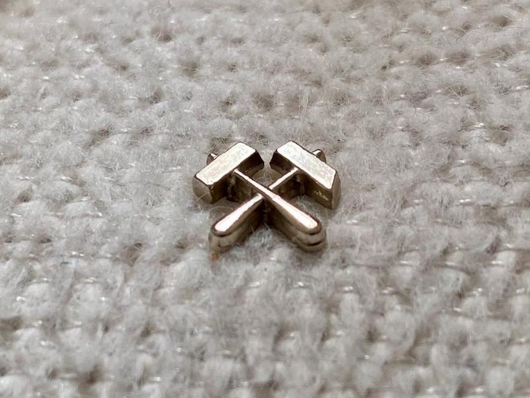 Vintage Crossed Hammers Enamel Pin | 1950s Mining Symbol Pin | Vintage ...