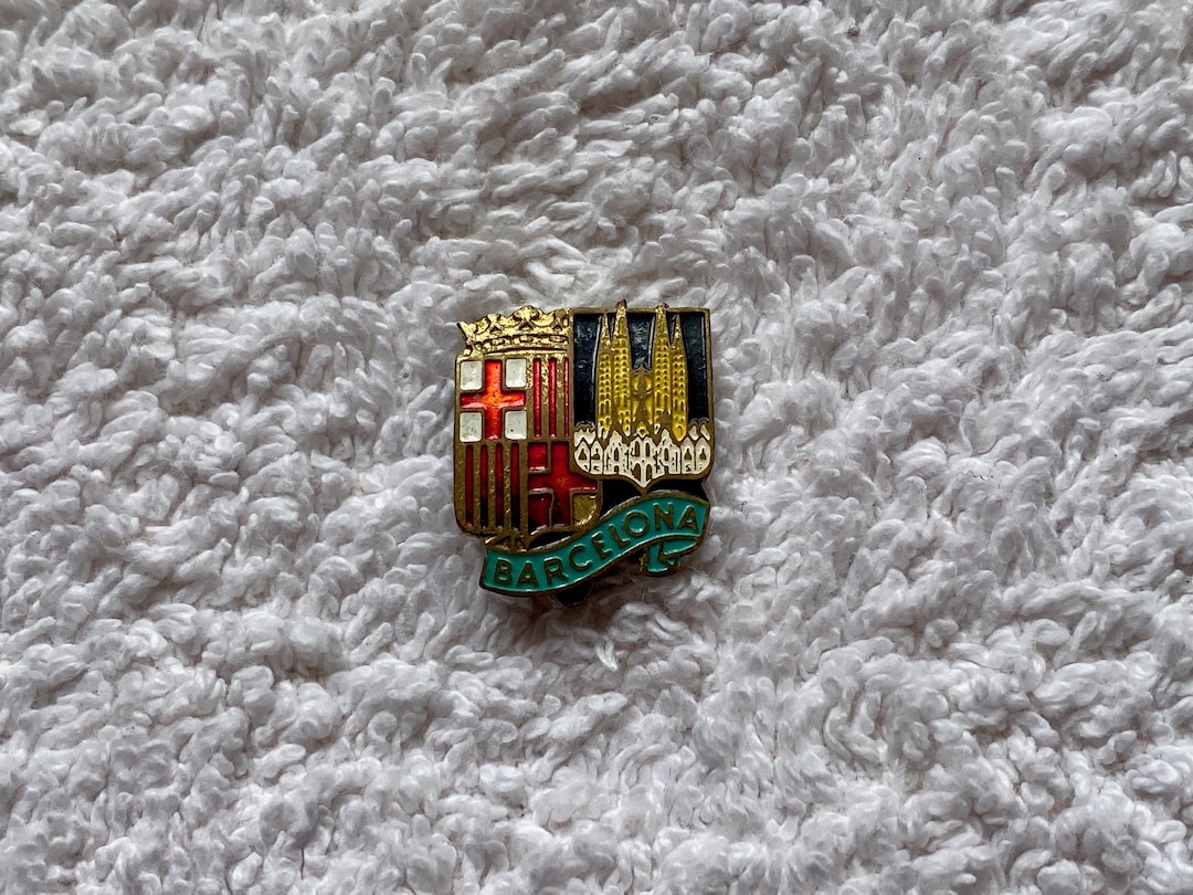 Vintage 1960s Barcelona City Coat of Arms Enamel Pin | Rare Retro ...