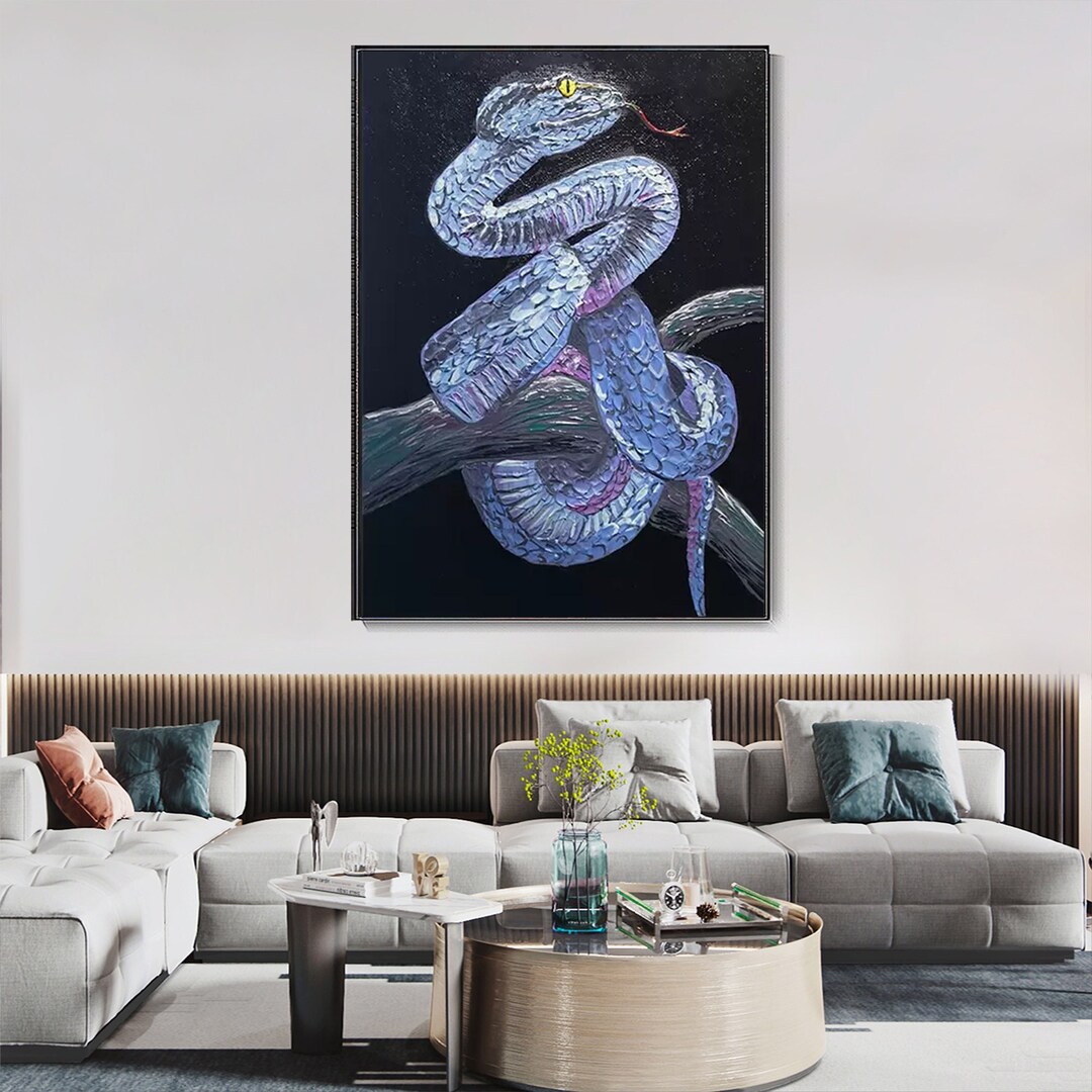 Impressionist Python Animal Portrait Art Dark Gothic Hand - Etsy