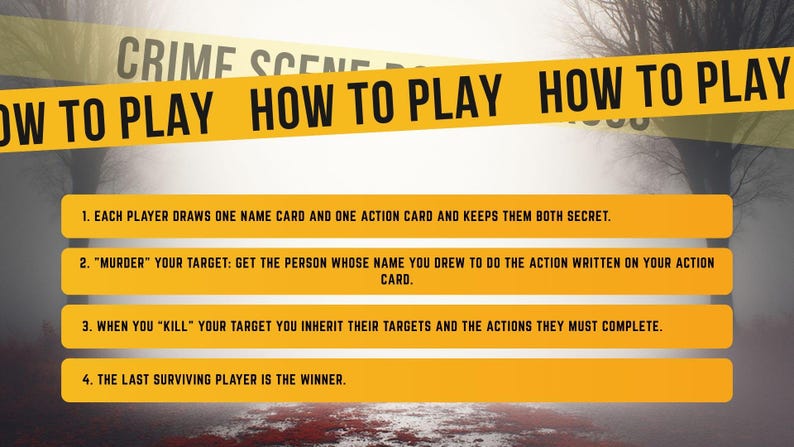 Assassins Party Game – Printable Murder Challenge | Social Game for ...