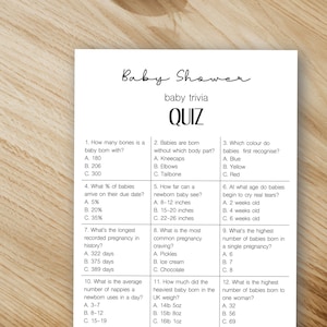Baby Shower Games | Baby Trivia Quiz | Printable | Download | ATN001 - Etsy