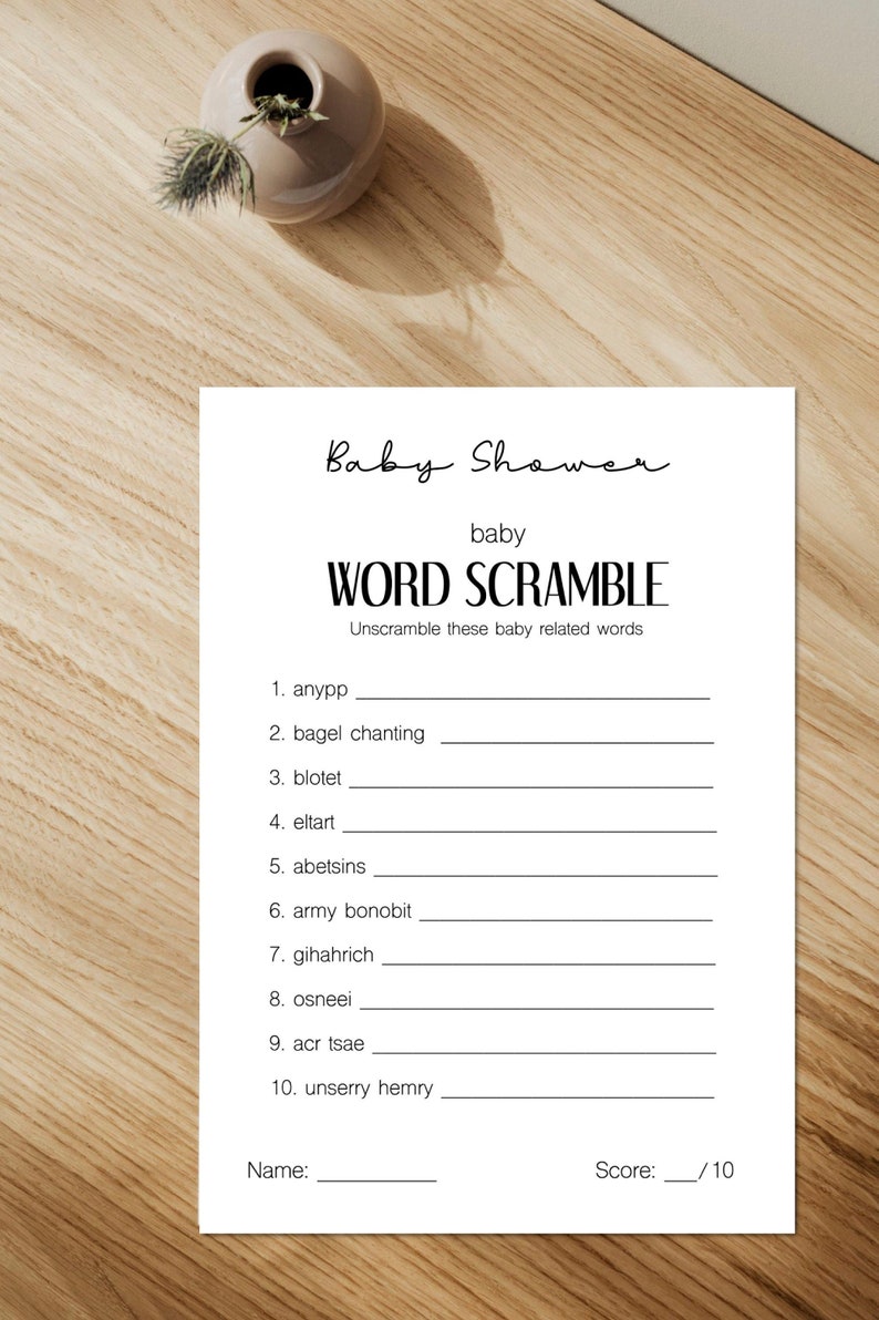 Baby Shower Games Baby Word Scramble Printable Download ATN001 - Etsy