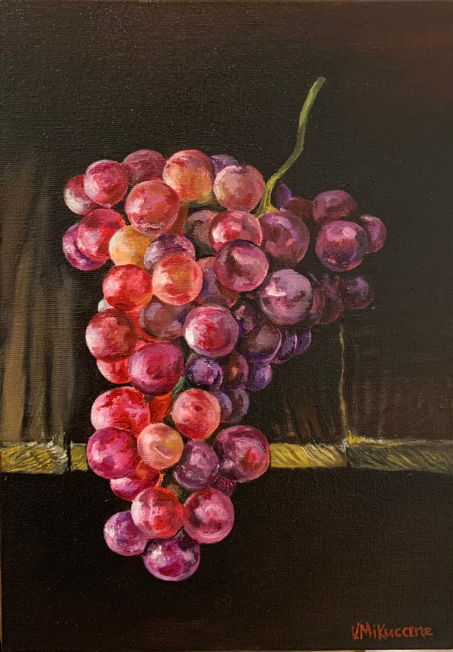 Still Life Oil Painting Grapes Fruits on Stretched Canvas 21x30 Cm/8.3 ...