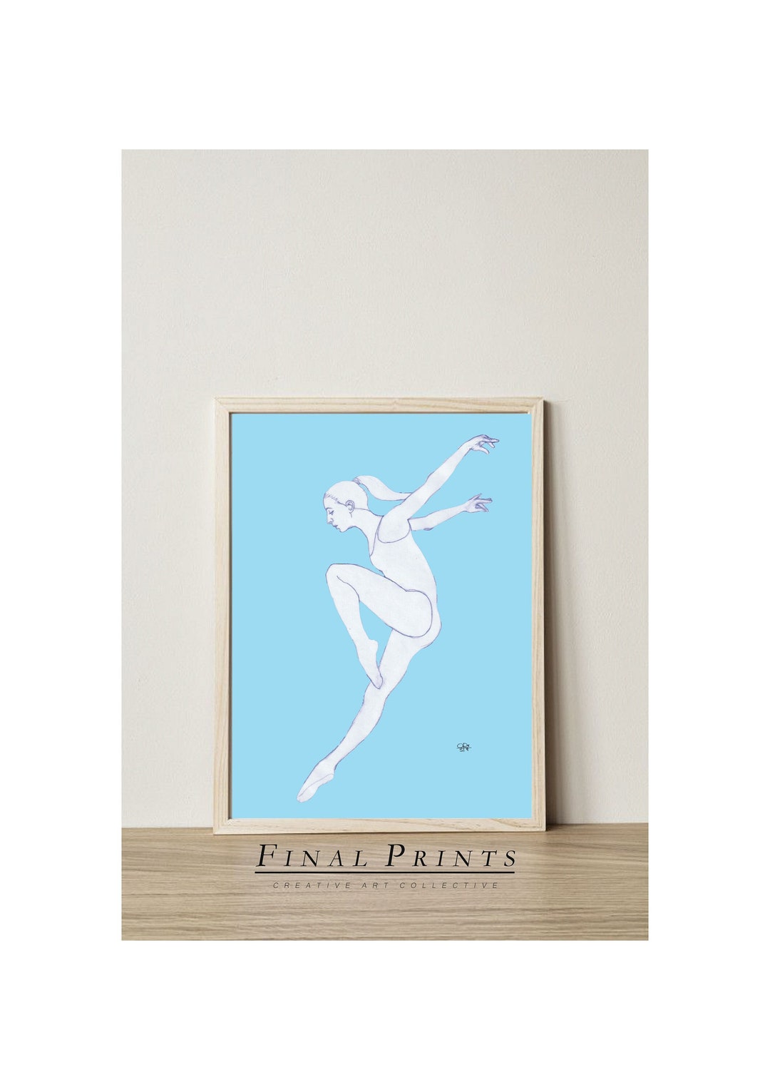 Girl Dancing Poster Blue Background One Line Printable Art - Etsy