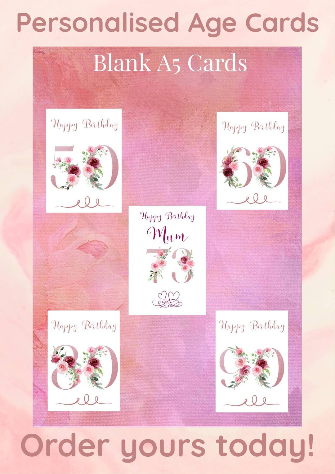 Personalised Age Cards, A5 Size, Blank Inside for Your Own Message. - Etsy