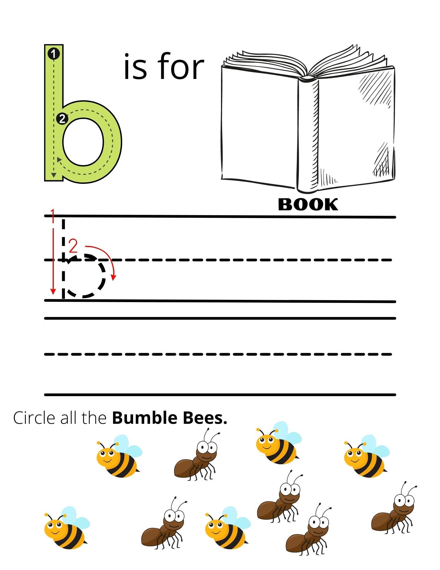 Letter B Writing Page - Etsy