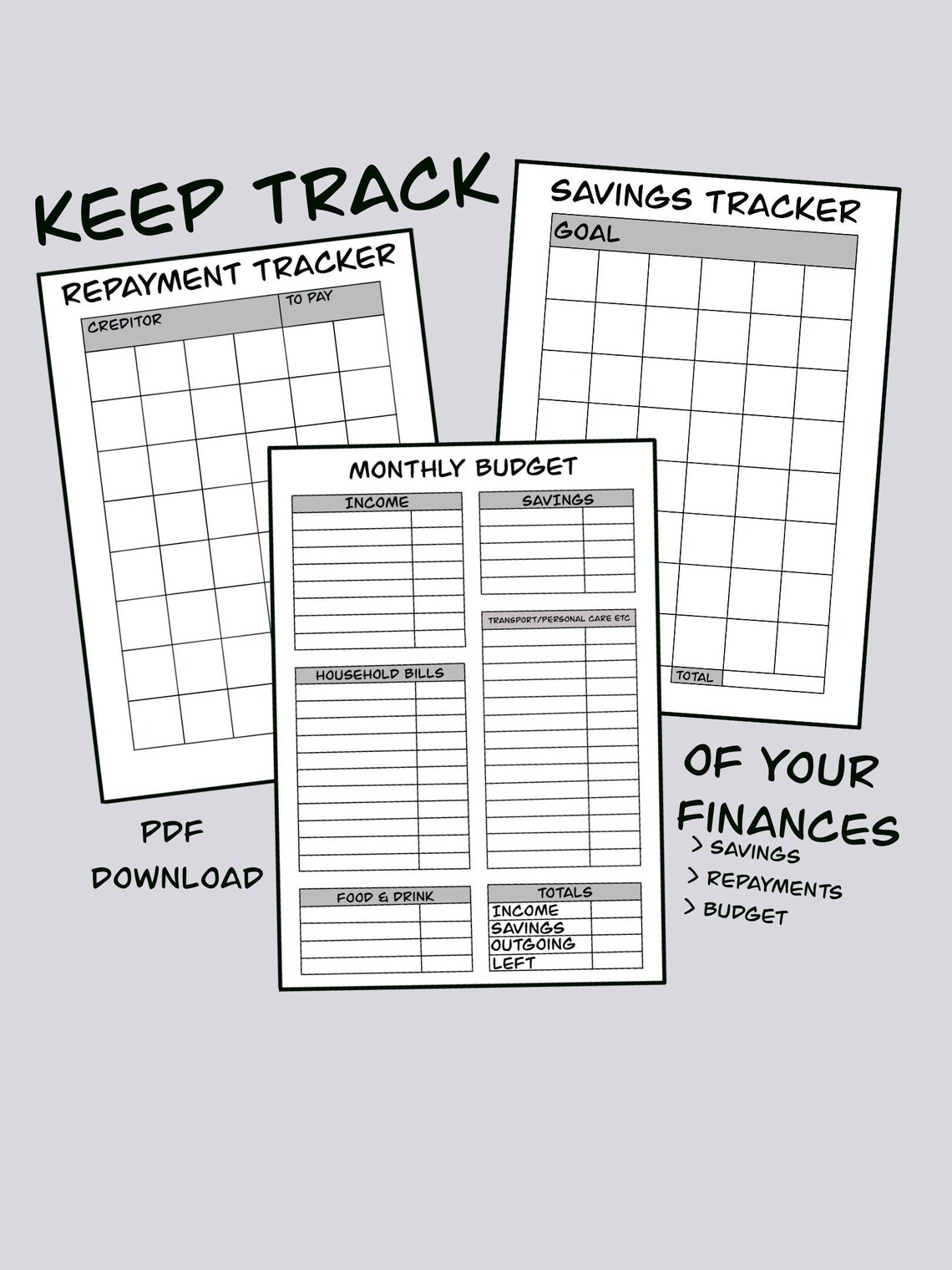 Finance Trackers, Digital Download, Printable, Digital Finance Tracker ...