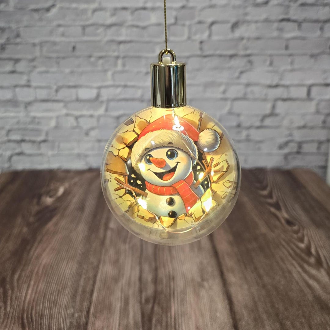 Acrylic LED Christmas Bauble – Happy Snowman - Etsy