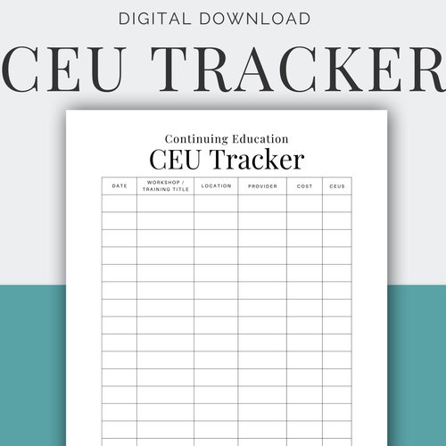 CEU Tracker Digitally Fillable Printable Continuing - Etsy UK