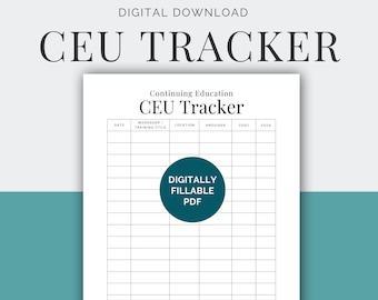 CEU Tracker | Digitally Fillable | Printable | Continuing Education ...