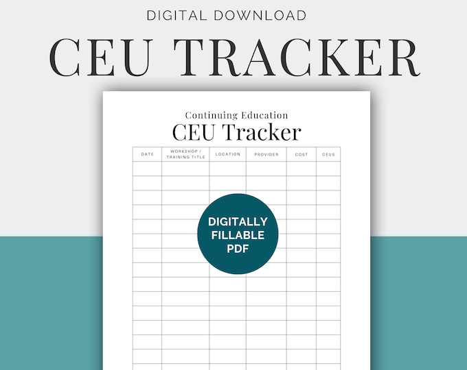 CEU Tracker | Digitally Fillable | Printable | Continuing Education ...