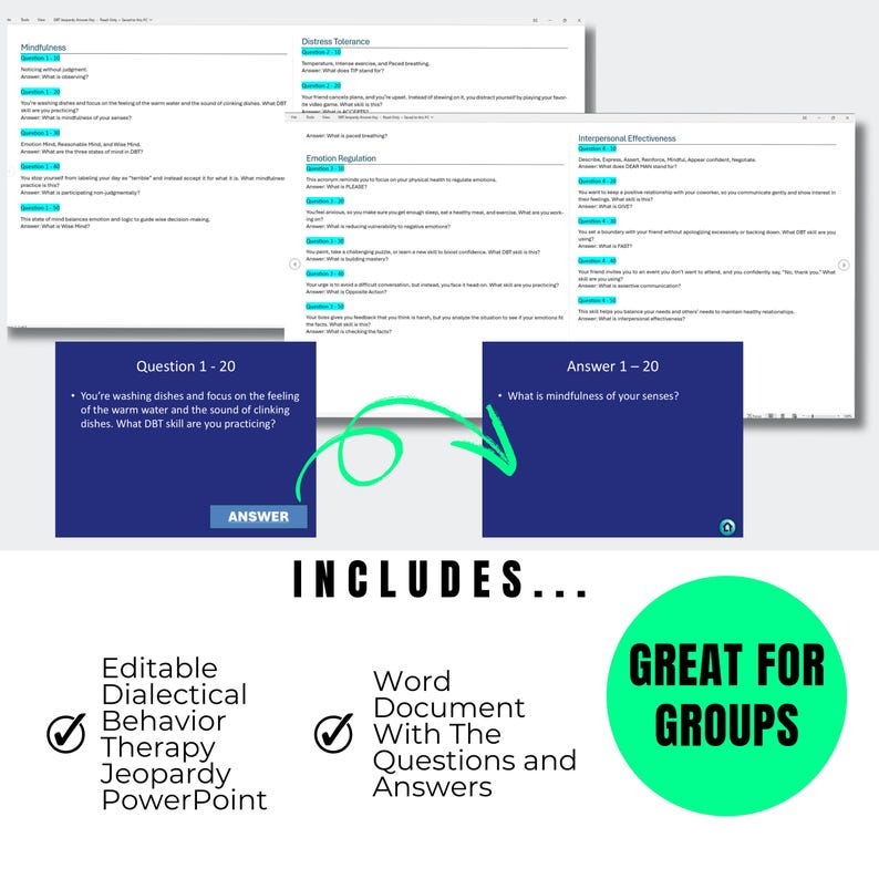 DBT Game Show for Group Therapy | Editable Powerpoint Quiz Game ...
