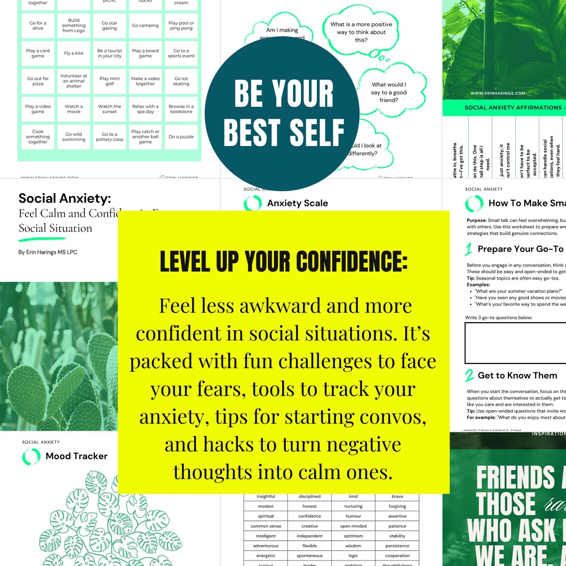Social Anxiety Worksheets for Therapy | CBT Tools, Small Talk Scripts ...