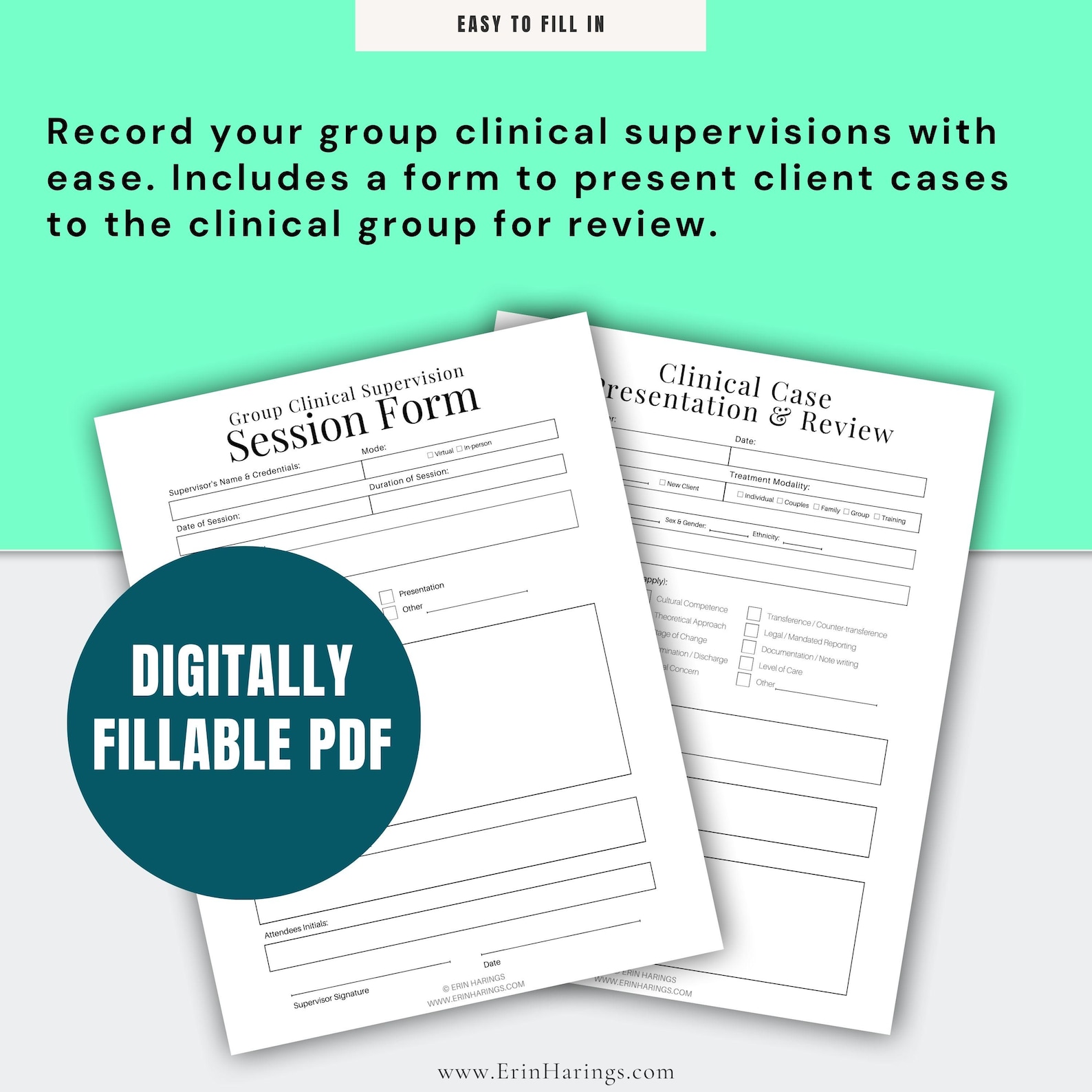 Clinical Supervision Forms Bundle for Pre-licensed LCSW, LPC & LMFT ...