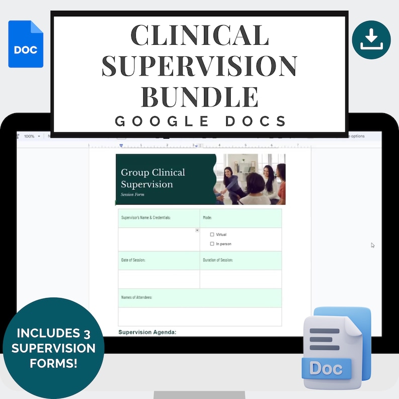 Clinical Supervision Forms Bundle: Google Docs Templates (digital ...