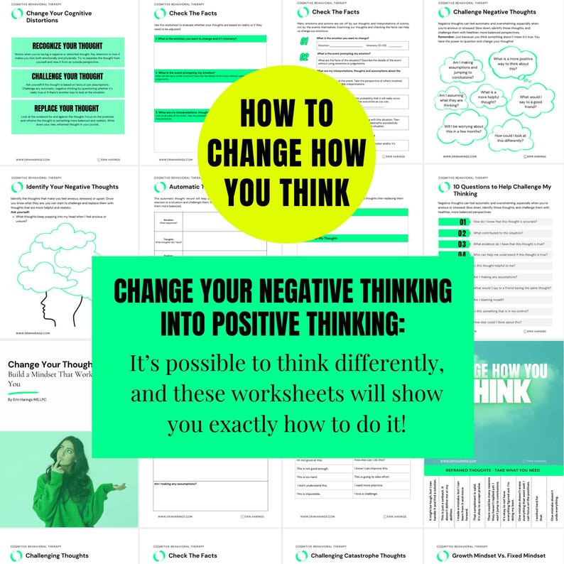 CBT Thought Record Worksheet | Challenge Cognitive Distortions, Reframe ...