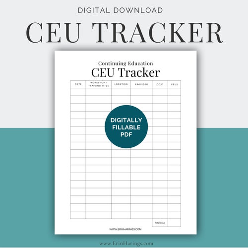 CEU Tracker Digitally Fillable Printable Continuing - Etsy