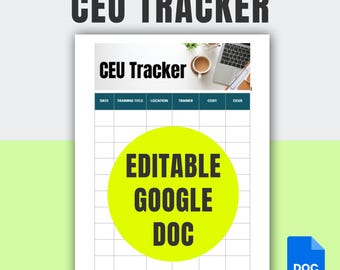 CEU Tracker Google Docs Template | Editable and Digitally Fillable for ...