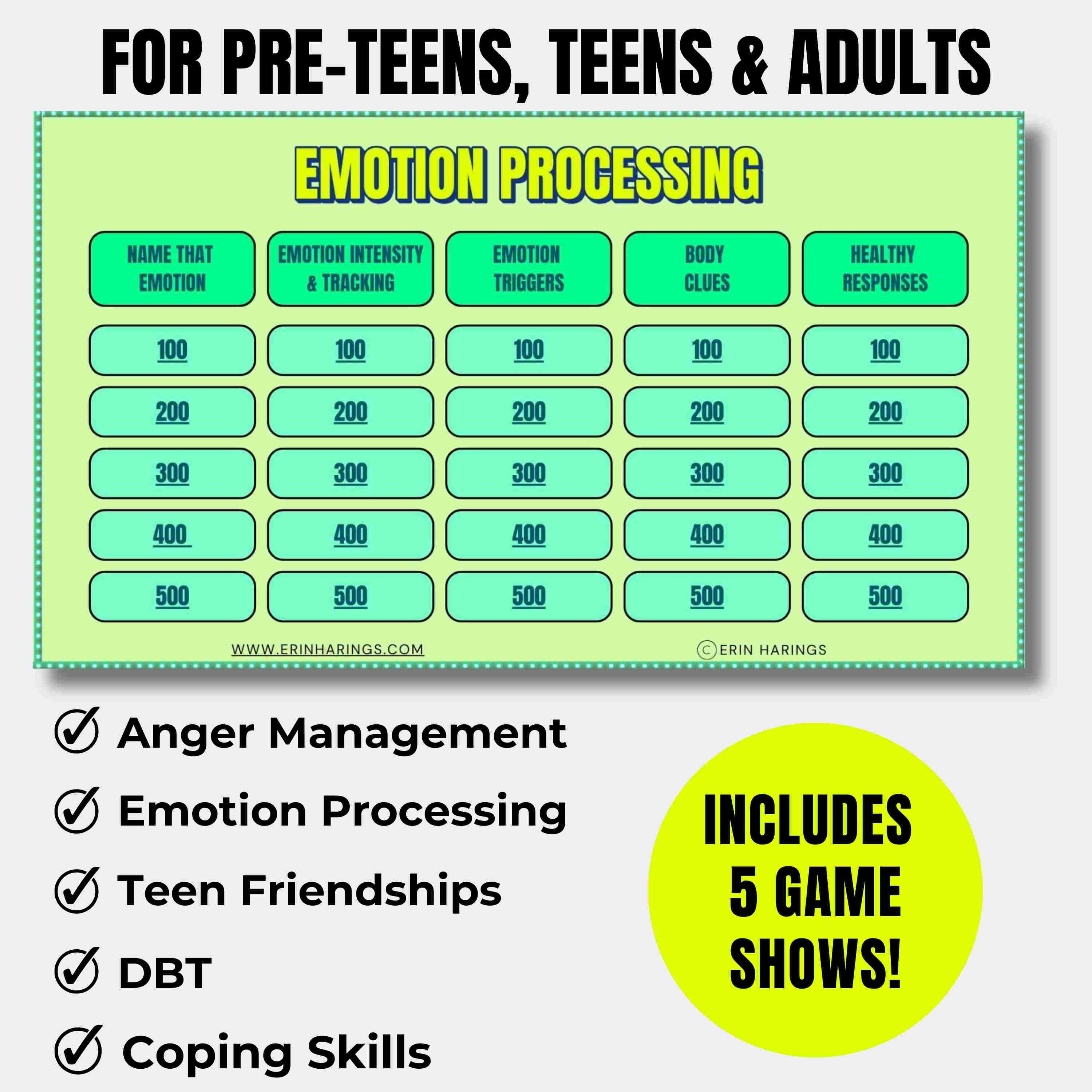 Therapy Game Show Bundle | Coping Skills, Anger, DBT, Emotion ...