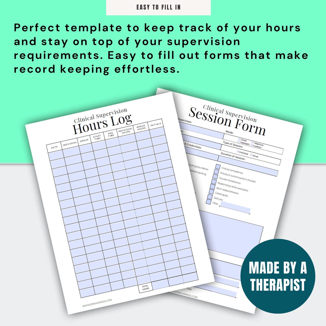 Clinical Supervision Forms Bundle for Pre-licensed LCSW, LPC & LMFT ...