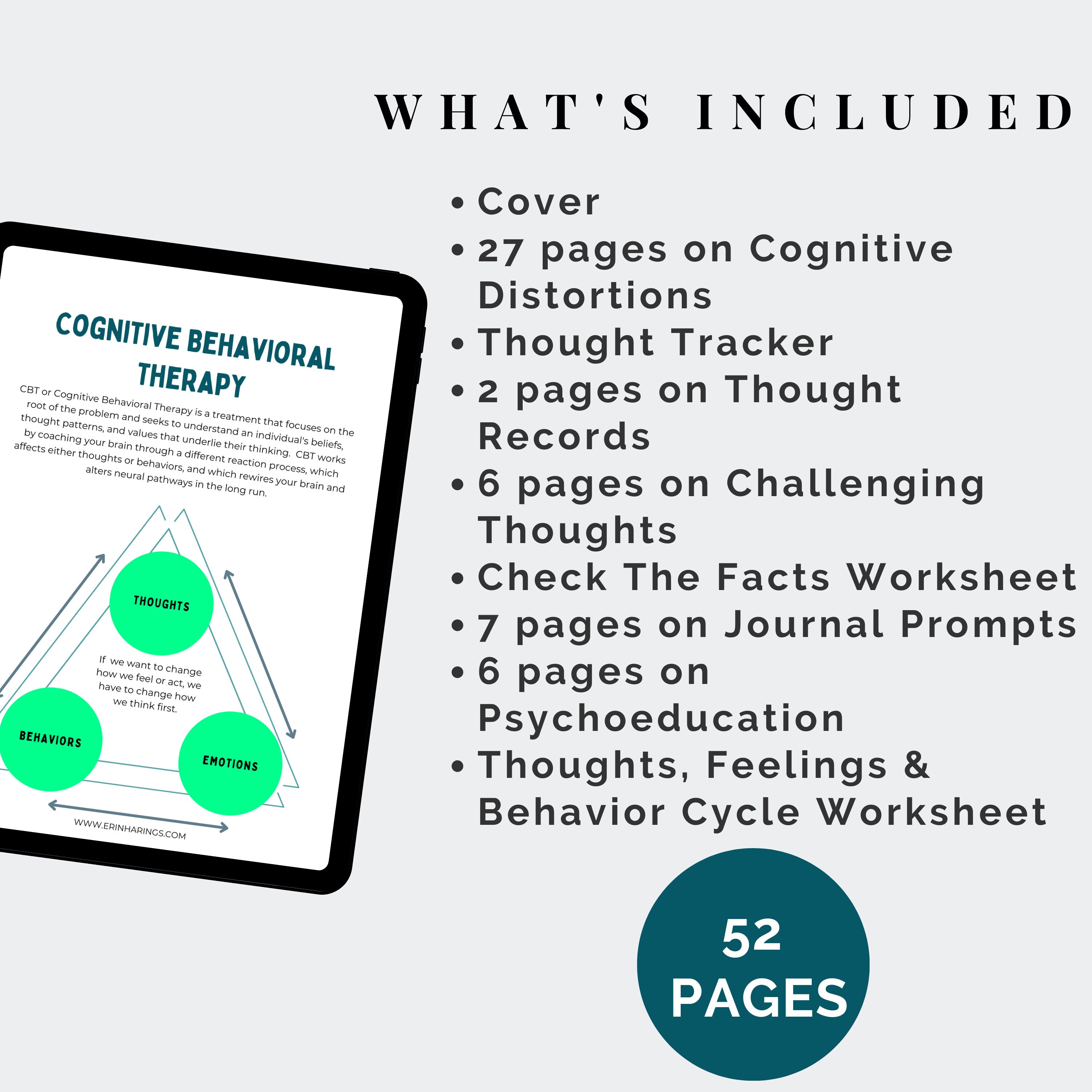 CBT Worksheet Bundle for Teens and Adults Change Negative Thoughts ...