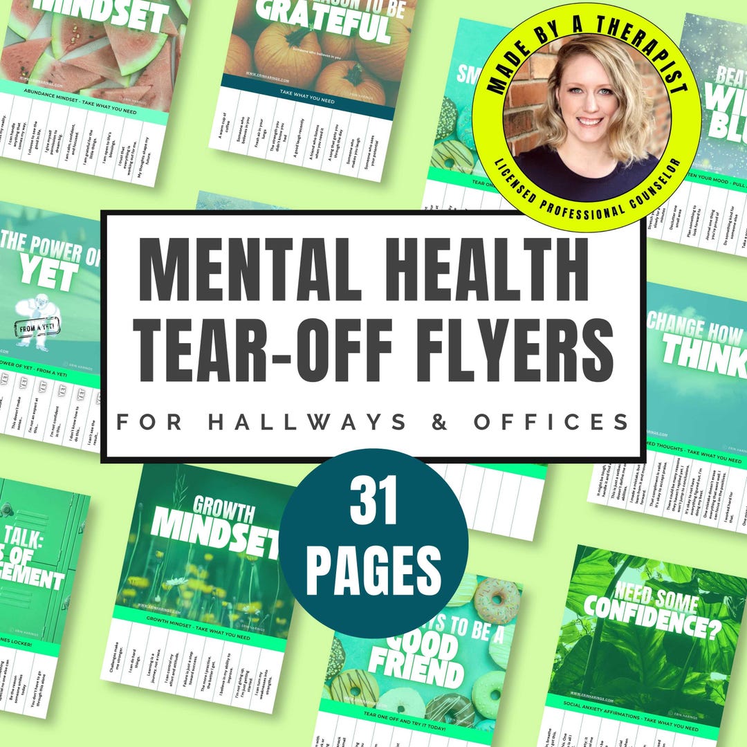 Mental Health Tear-off Flyers | Printable Counseling Posters for ...