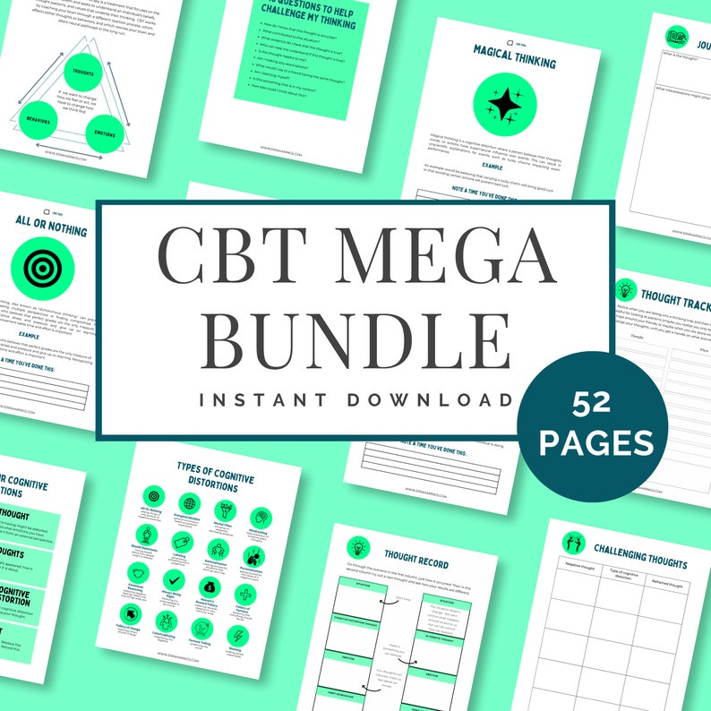 CBT Worksheet Bundle for Teens and Adults Change Negative Thoughts ...