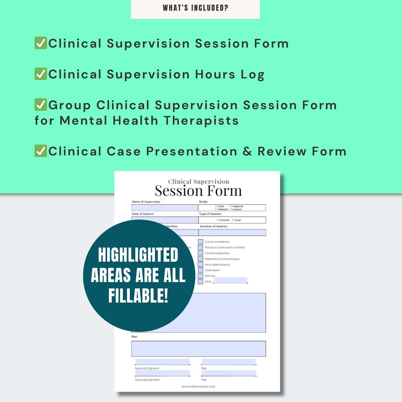 Clinical Supervision Forms Bundle for Pre-licensed LCSW, LPC & LMFT ...