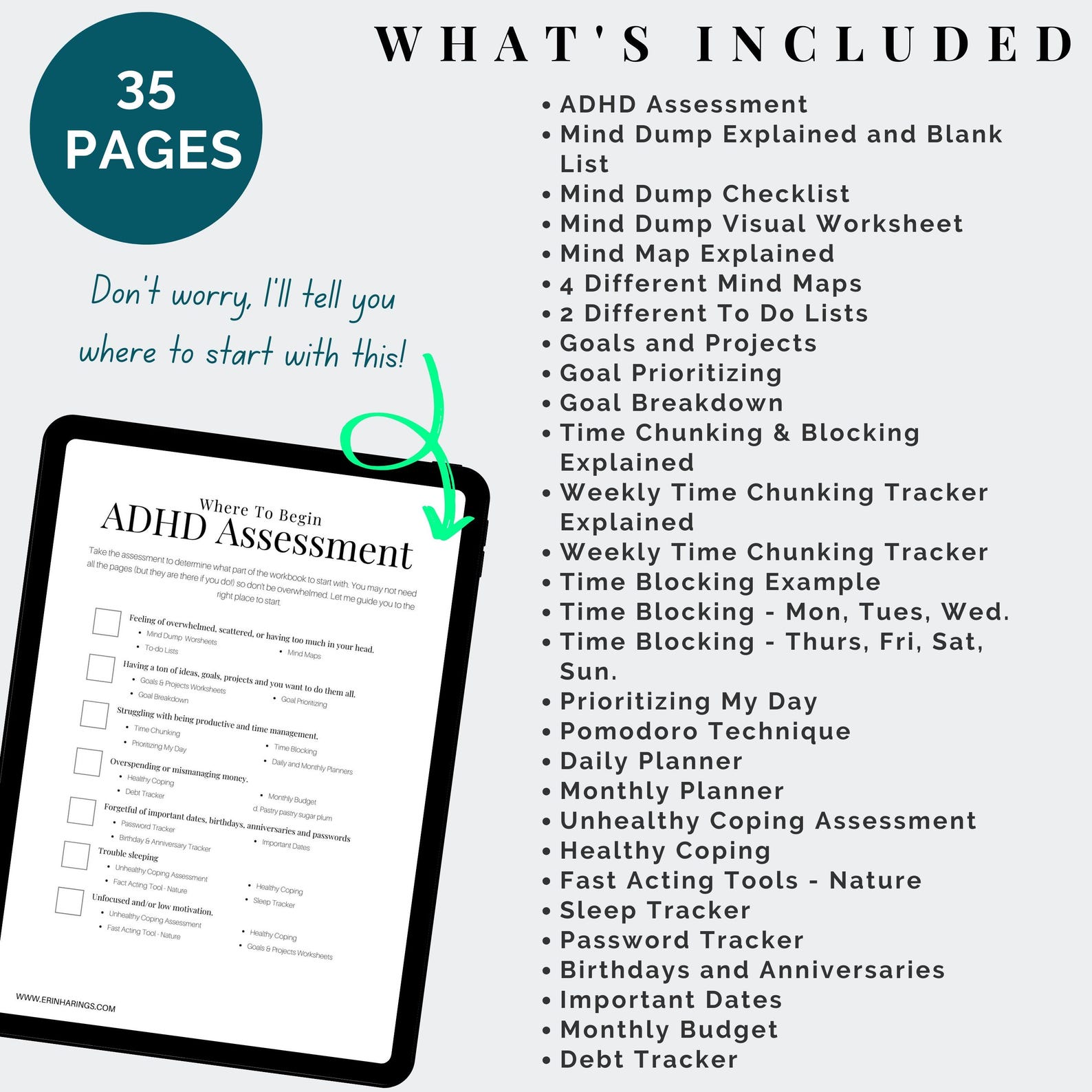 ADHD Planner and Trackers | Improve Focus | Mind Map | Time Blocking ...