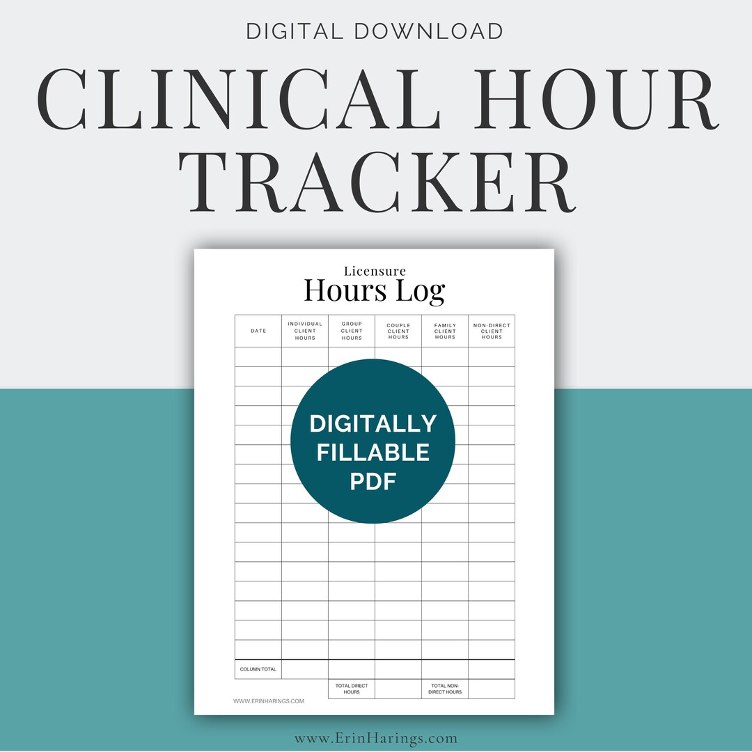 Clinical Hour Tracker: Fillable PDF for Therapy Licensure - Etsy