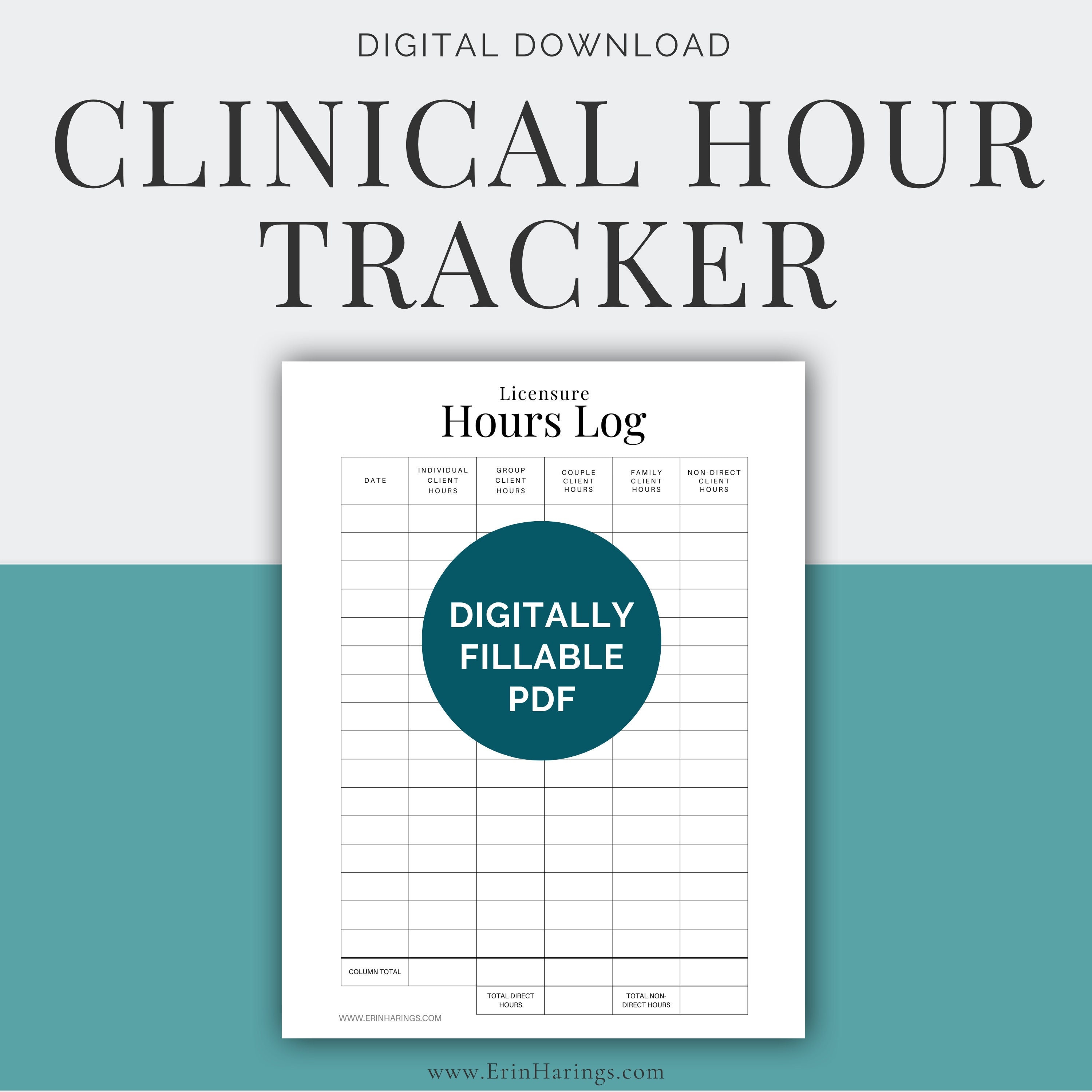 Clinical Hour Tracker | Licensure Hour Log | Mental Health License ... Clinical Hour Tracker | Licensure Hour Log | Mental Health License ...