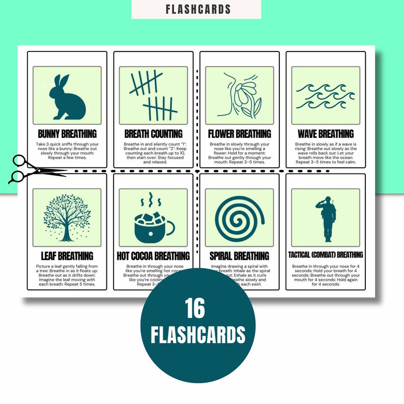 Breathing Exercise Flashcards for Therapy | Anxiety & Stress Relief ...