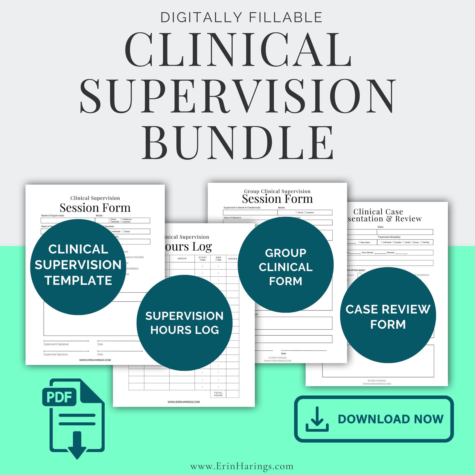 Clinical Supervision Template Bundle | Session Forms and Hours Log ...