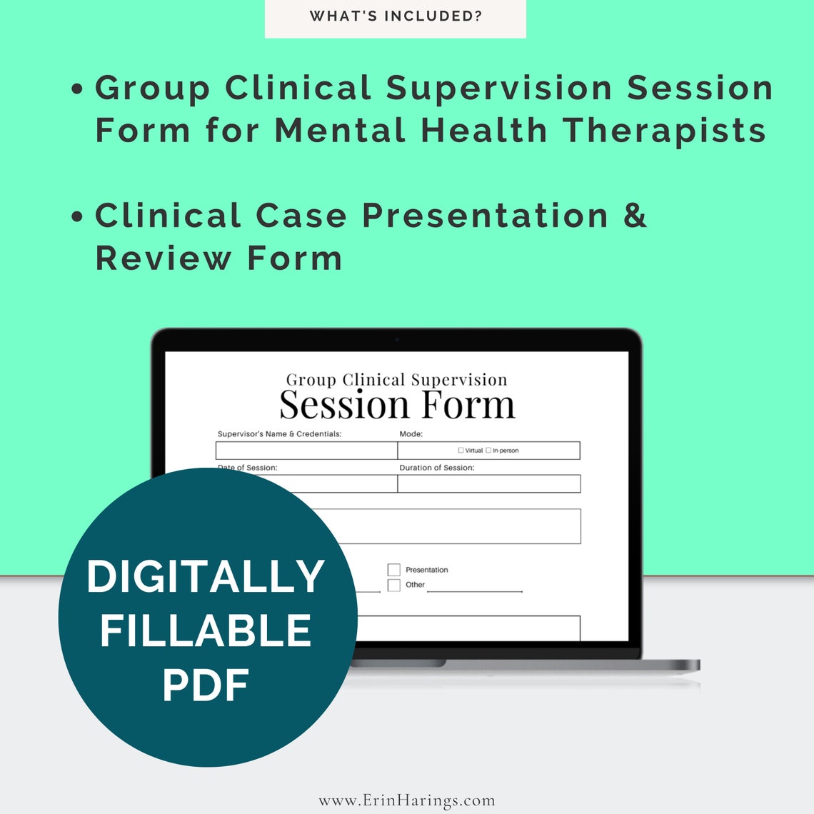 Clinical Supervision Forms: Therapist Case Review, Mental Health (PDF ...