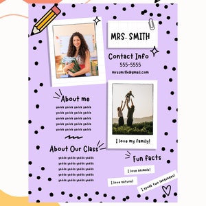 Meet the Teacher Editable Canva Template, Custom Template for Teachers ...