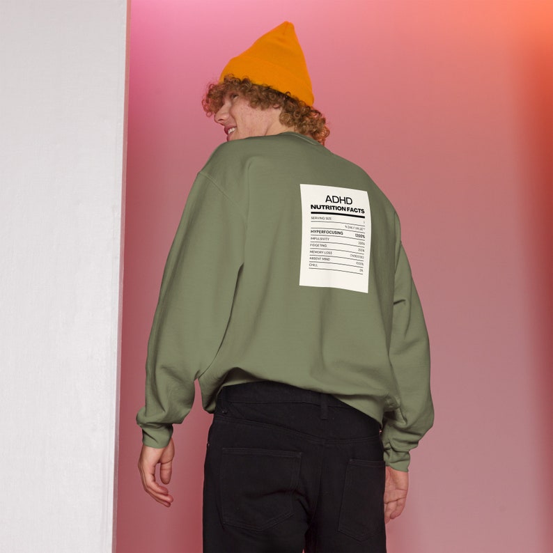 ADHD Nutrition Facts Mental Health Crewneck ADHD Symptoms - Etsy