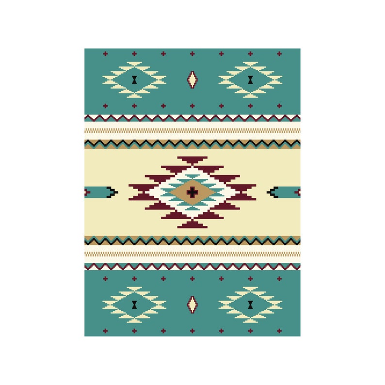 Printable Southwest Wall Art, Aztec Pattern Wall Art, Turquoise, Boho ...