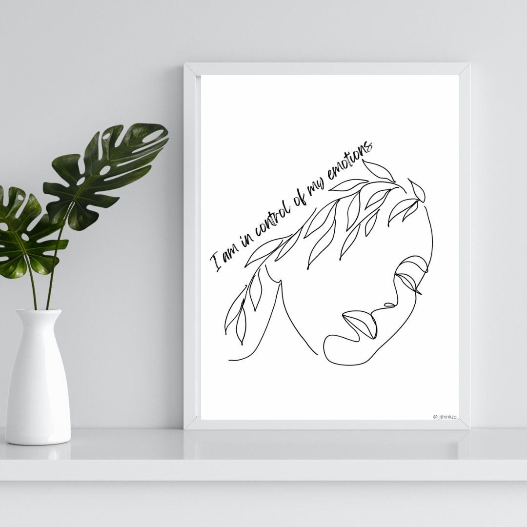 I Am in Control of My Emotions, Minimalistic Art Print, Mental Health ...