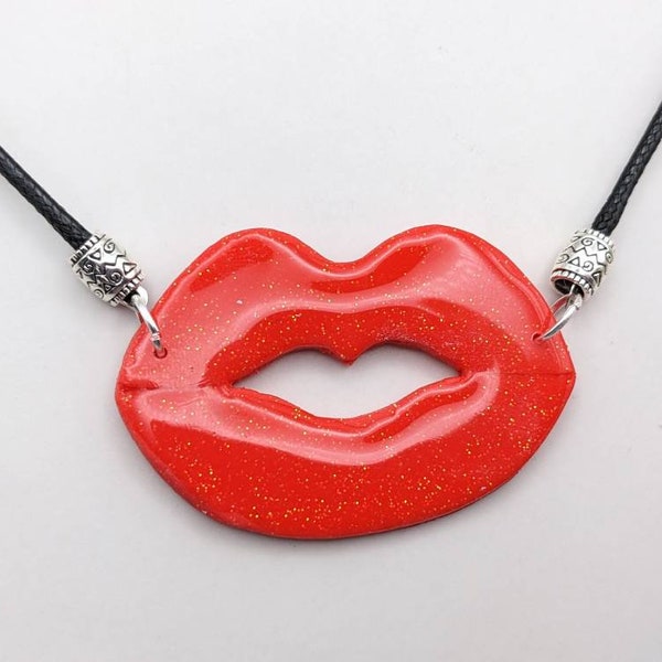 Red Lips Necklace - Etsy