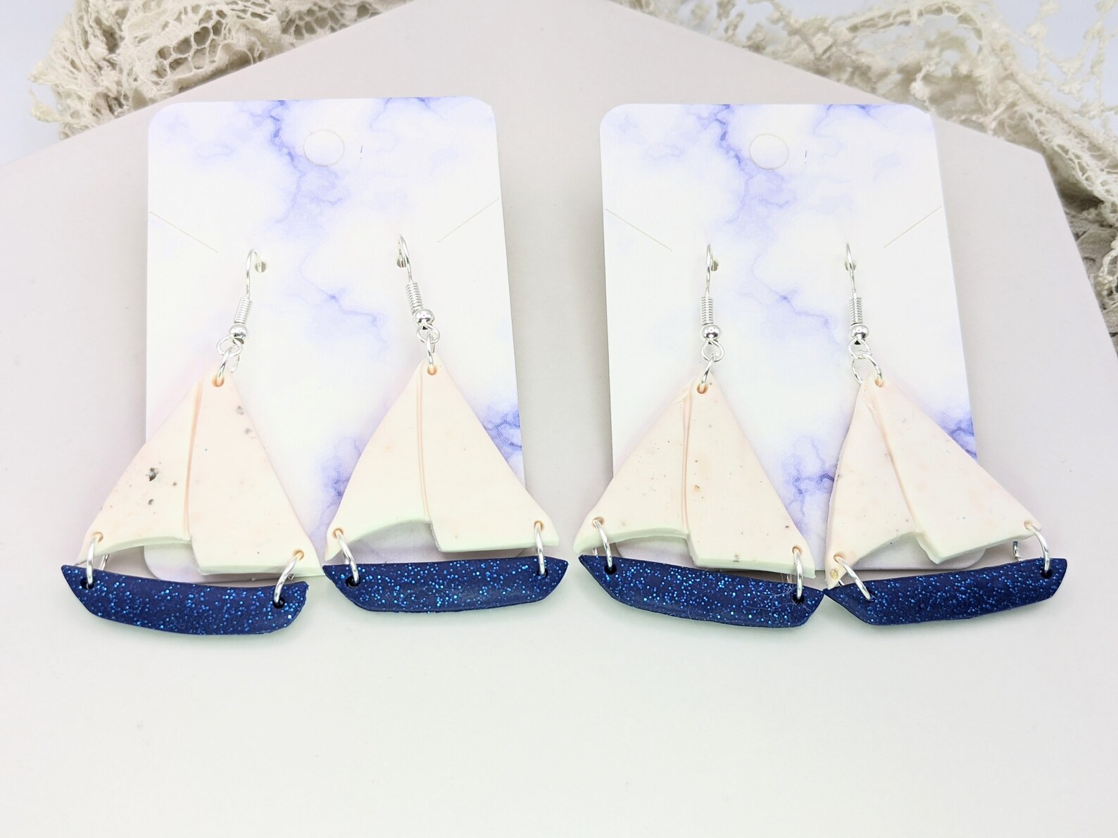 Sail Boat Earrings Handmade With Polymer Clay Nautical Yacht - Etsy