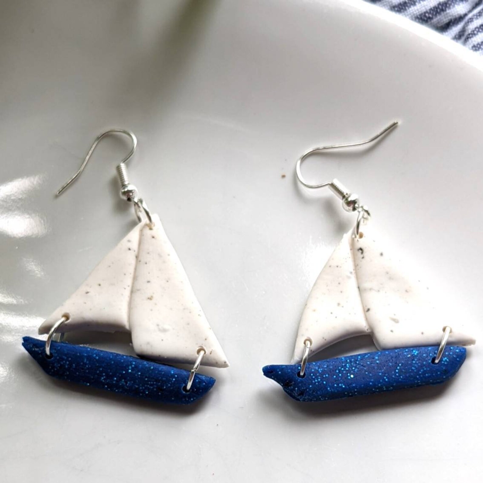 Sail Boat Earrings Handmade With Polymer Clay Nautical Yacht - Etsy