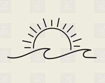Sunrise Svg Summer Svg Sun and Wave Svg Sunset Svg Ocean Waves Svg ...