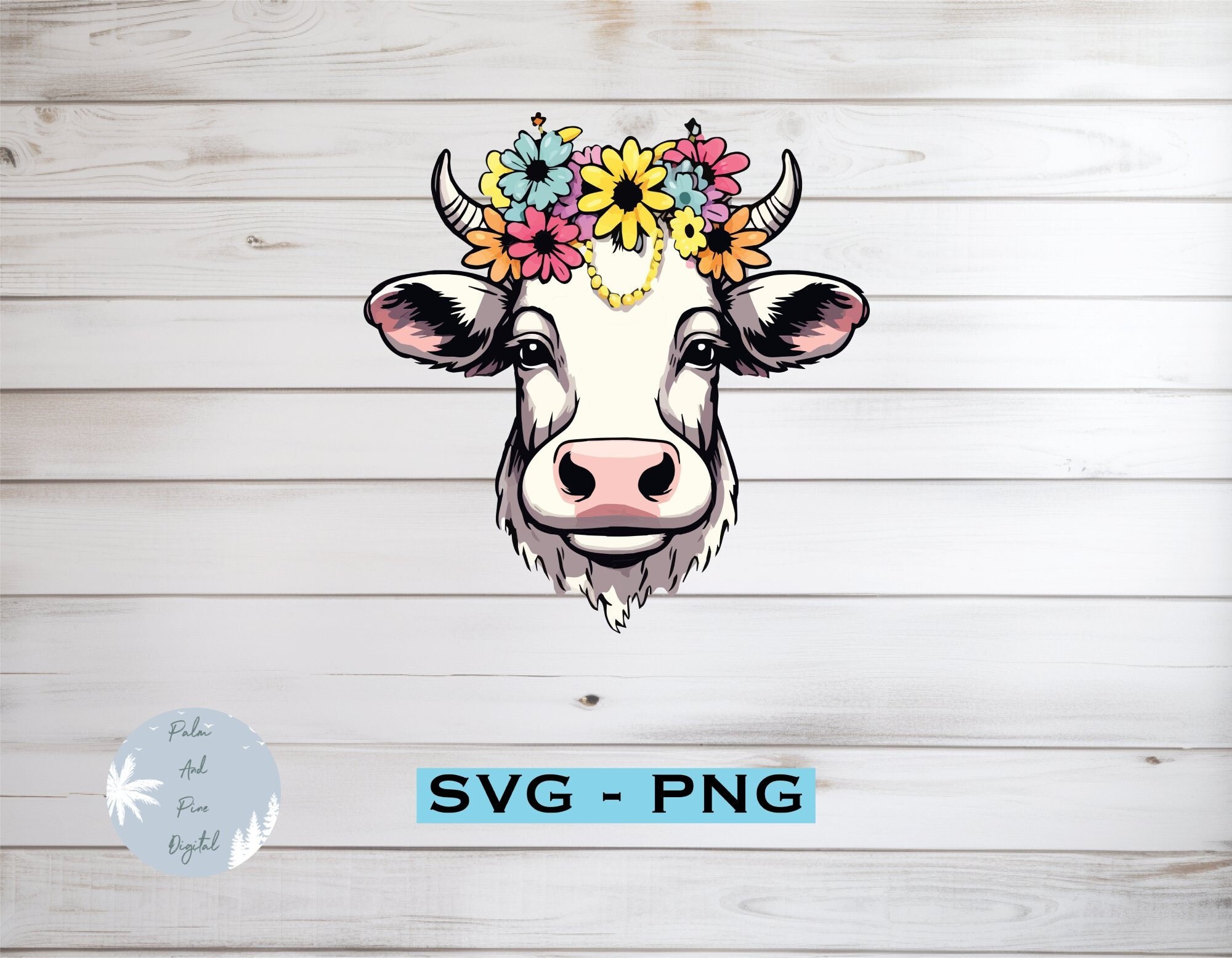 Cute Cow Svg Digital File Cow Print Svg Cute Cow Floral - Etsy