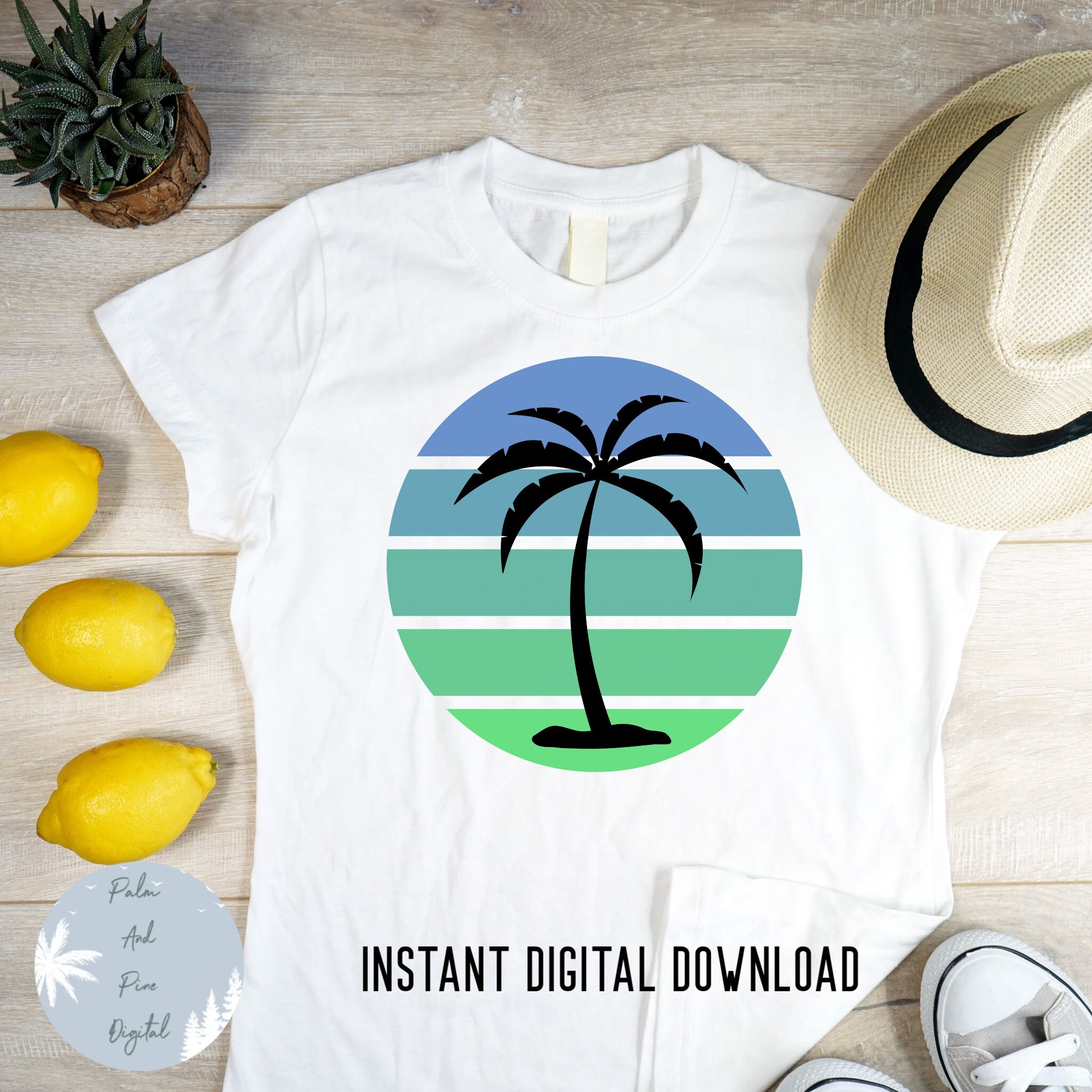 Palm Tree Svg Retro Sunset Svg Beach Svg Palm Tree - Etsy