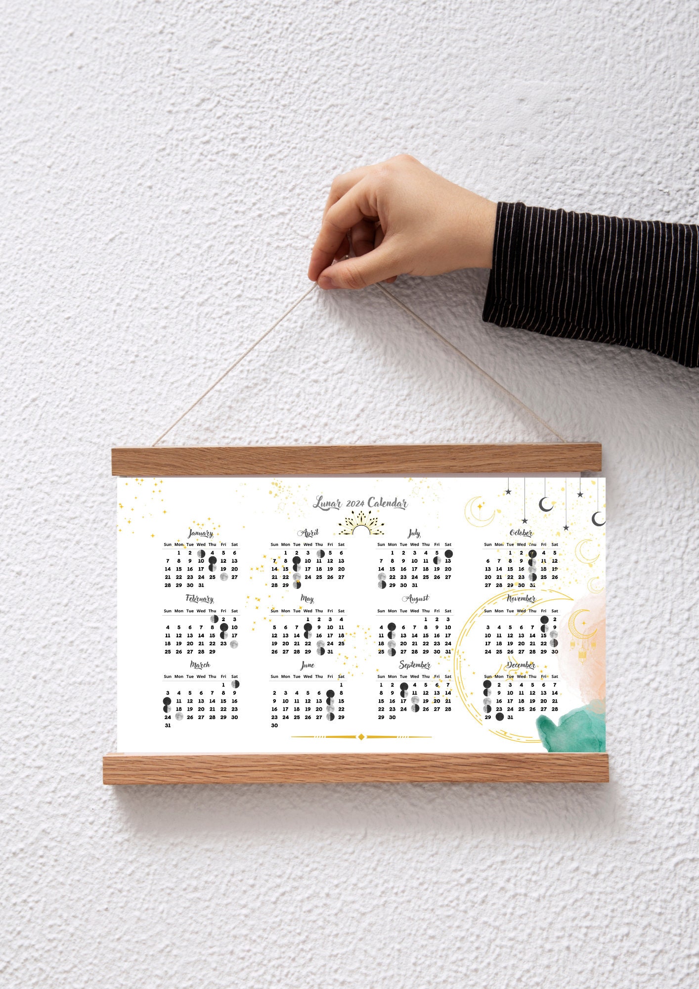 Lunar Calendar 2024: Phases of the Moon, Lunar Planning 2024, JPG 300pp ...