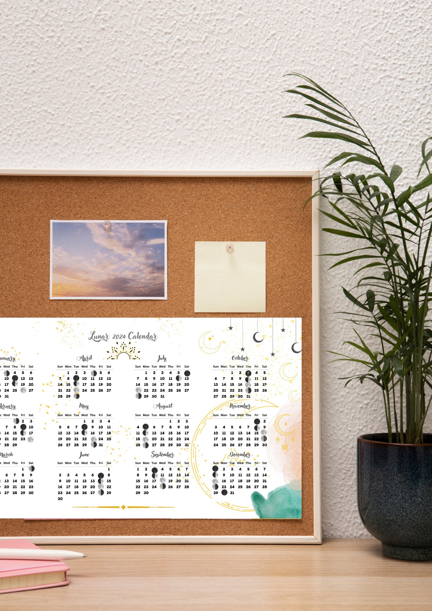 Lunar Calendar 2024: Phases of the Moon, Lunar Planning 2024, JPG 300pp ...