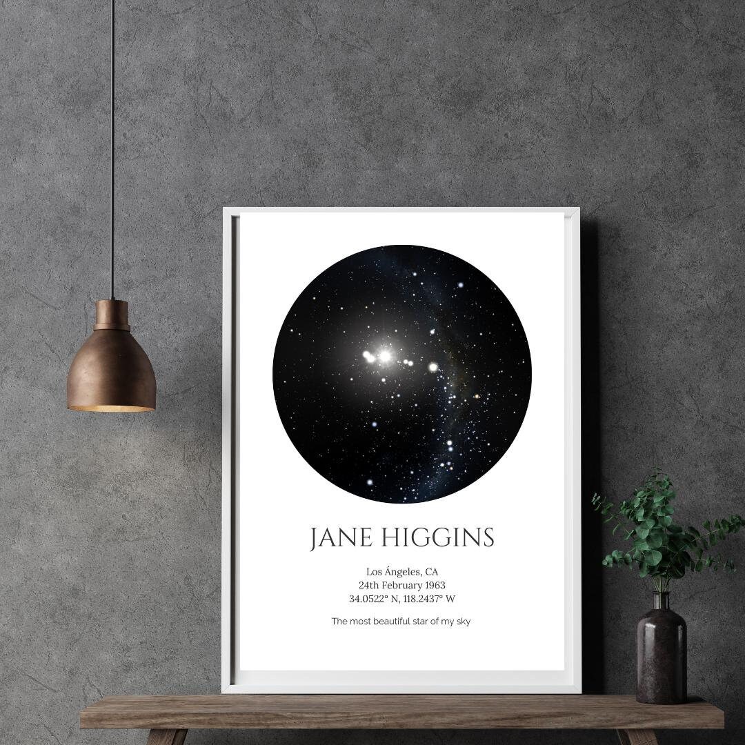 Personalized Digital Star Map, Photo of the Sky of Your Special Day ...