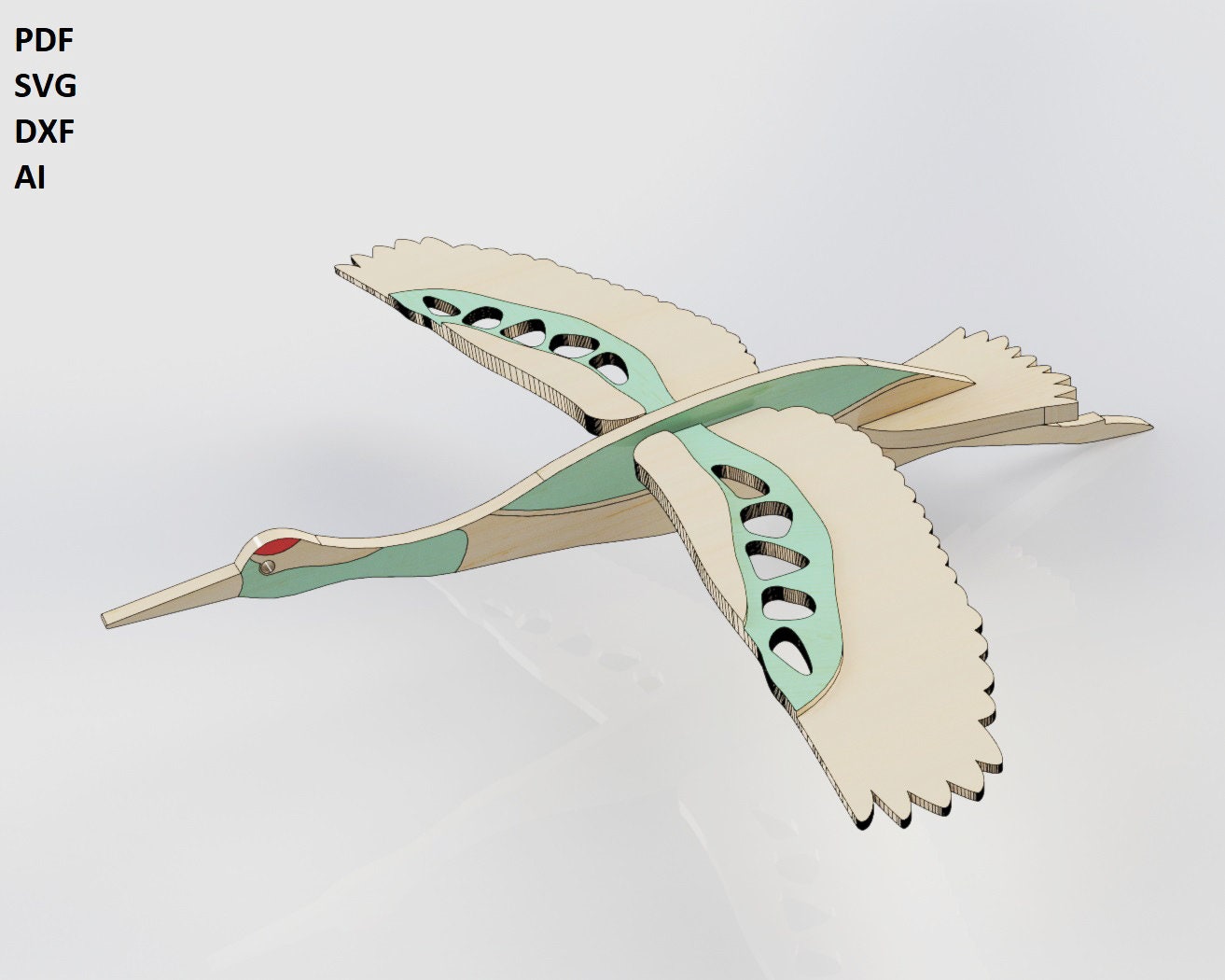 Digital Laser Cut File Wooden Flying Bird (PDF, SVG, DXF, Al, Lbrn File ...