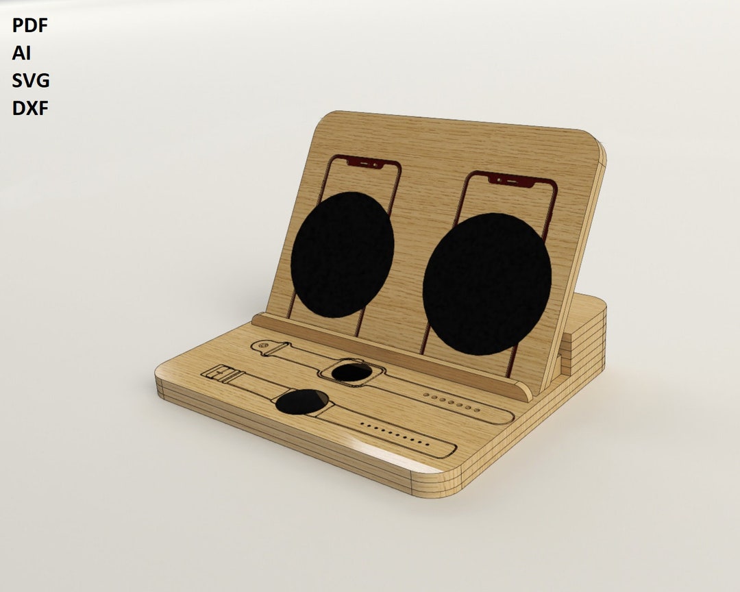 Laser Cut Wooden Phone/watch Charger/stand (DXF, DWG, Al, PDF File) - Etsy